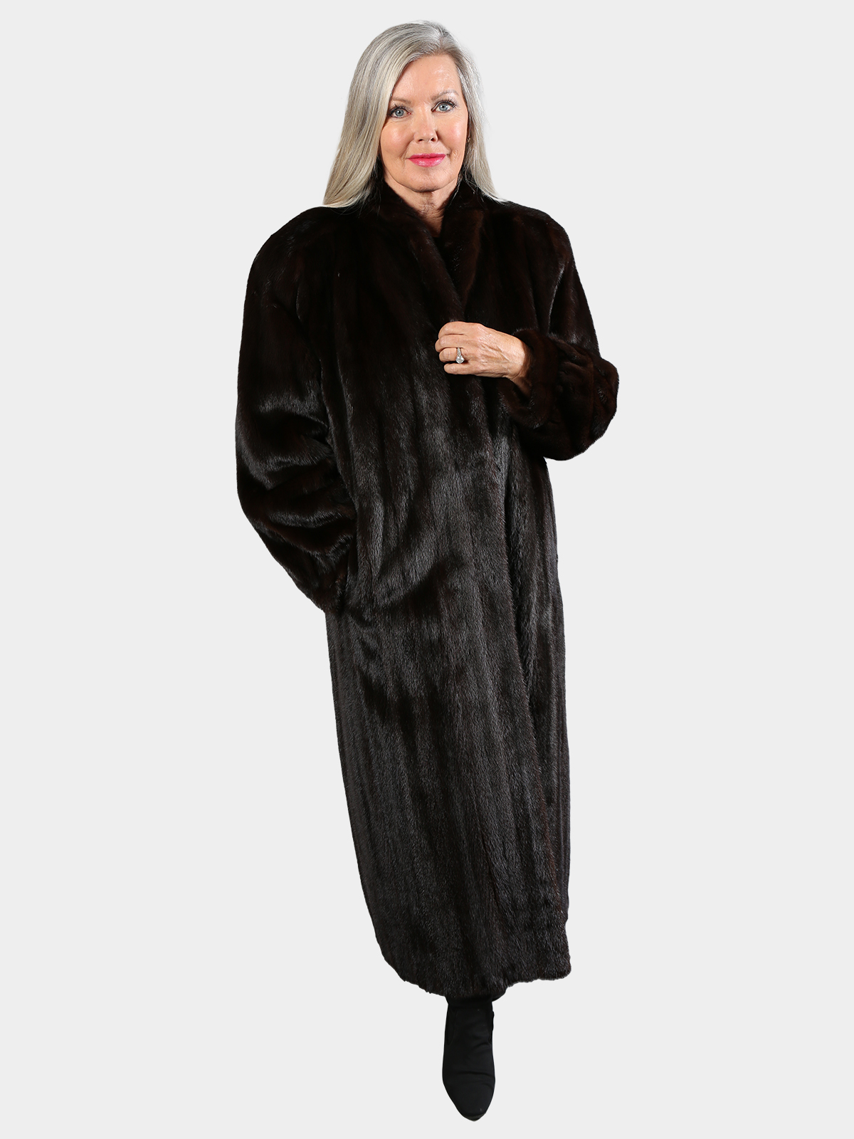 Deep Mahogany Female Mink Fur Coat Womens Xl Estate Furs